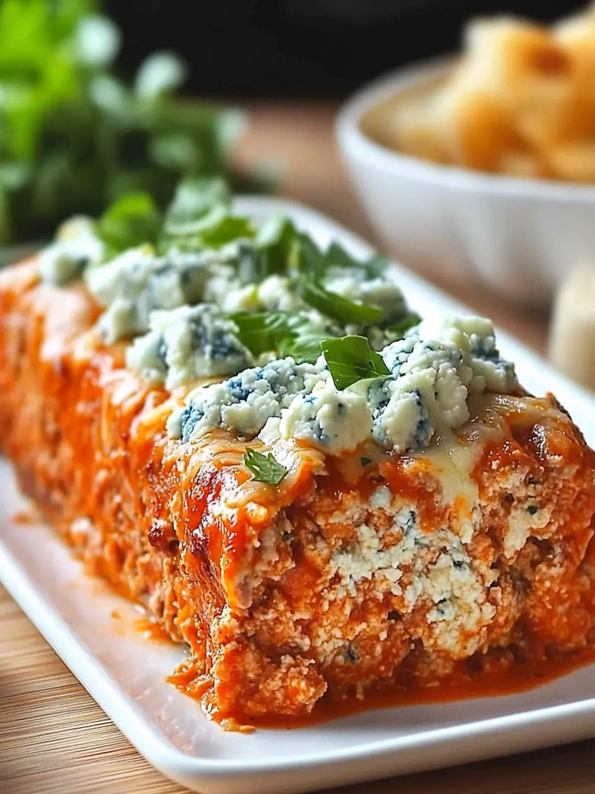 Savory Buffalo Chicken Meatloaf with Blue Cheese Magic