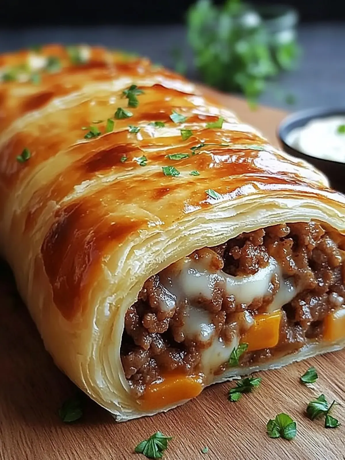 Ultimate Mouthwatering Puff Pastry Roll with Savory Meat Delight