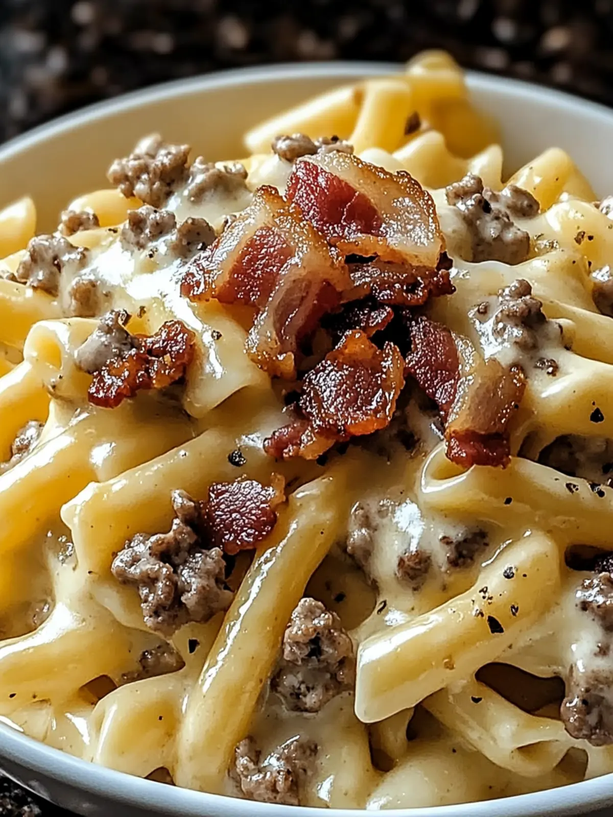 Irresistible Loaded Bacon Cheeseburger Alfredo Pasta Recipe