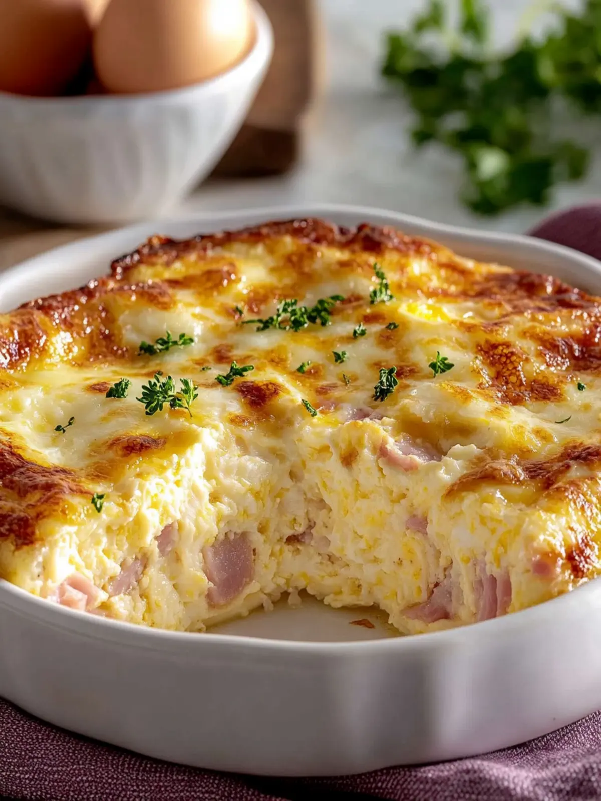 Irresistible Homestyle Crustless Ham & Cheese Egg Bake Bliss