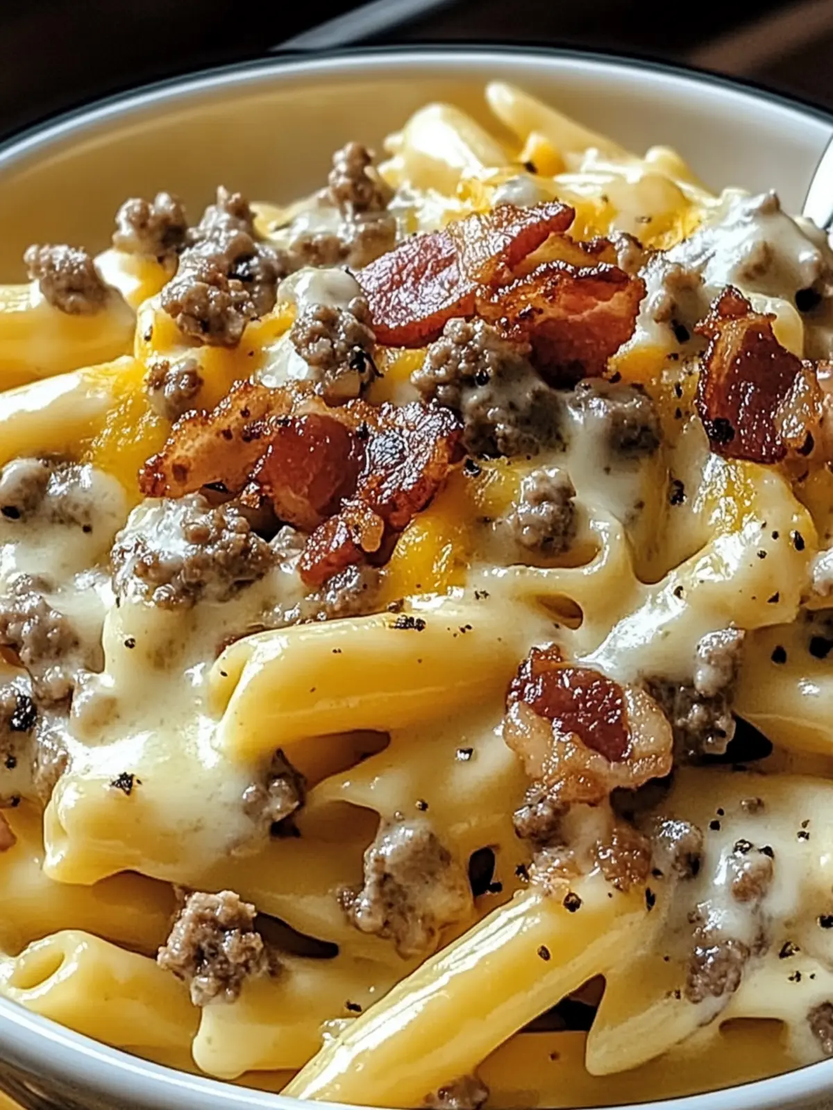 Irresistible Loaded Bacon Cheeseburger Alfredo Pasta Recipe