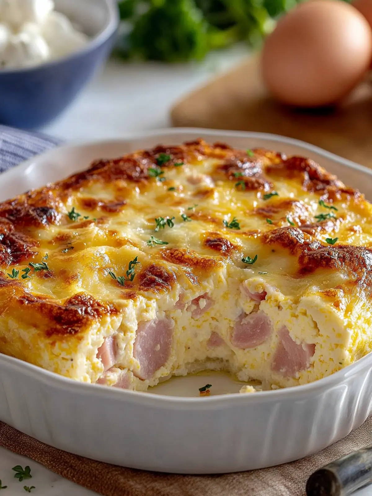 Irresistible Homestyle Crustless Ham & Cheese Egg Bake Bliss