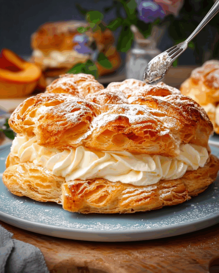 Peach Cream Puff Pastry Cake