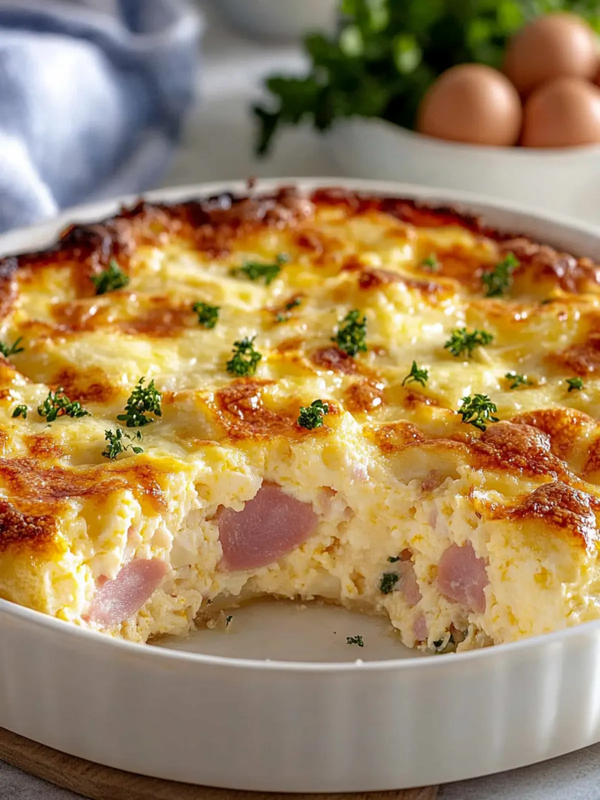 Irresistible Homestyle Crustless Ham & Cheese Egg Bake Bliss