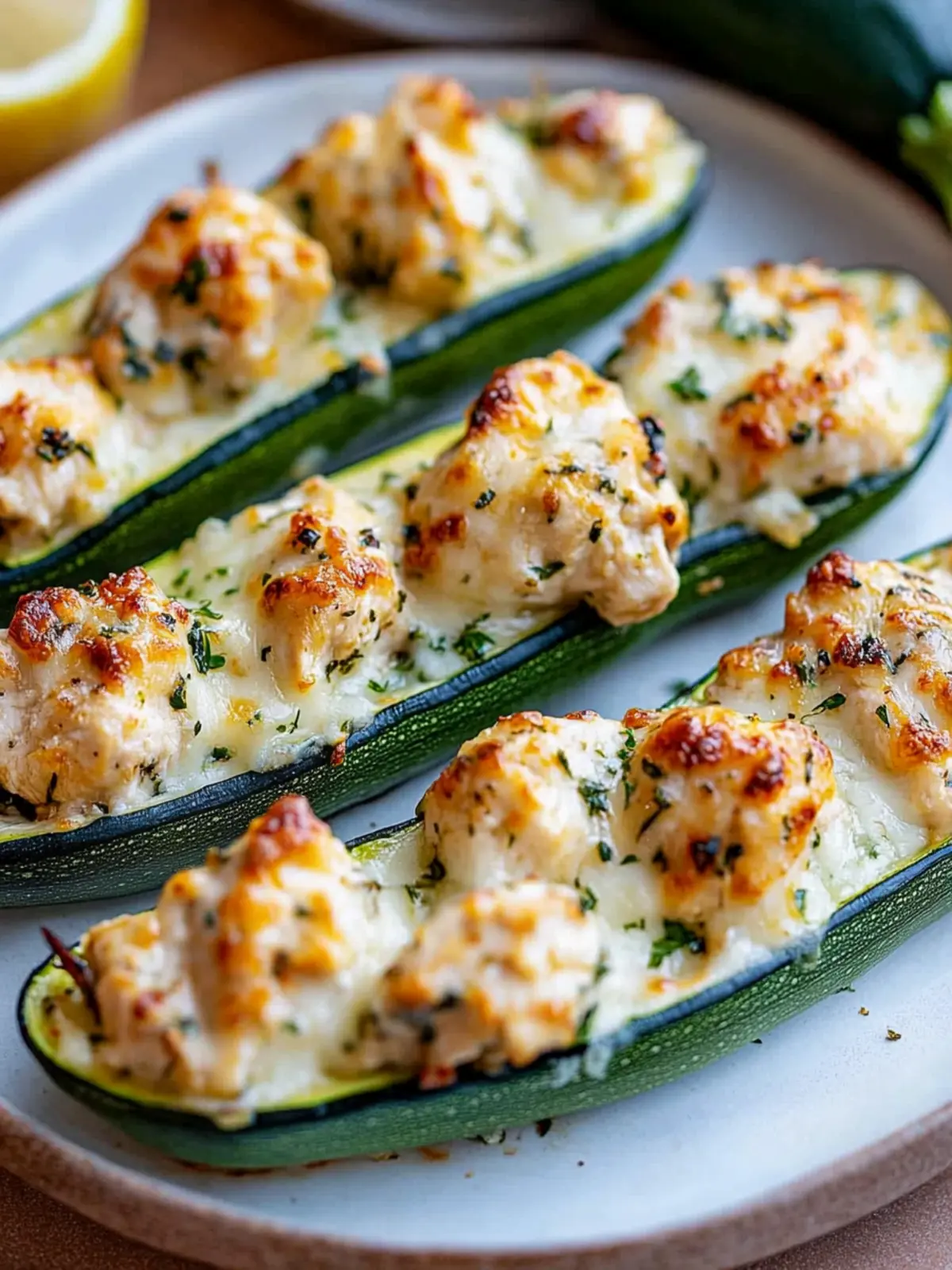 Irresistible Baked Zucchini Chicken Cheese Boats for Dinner