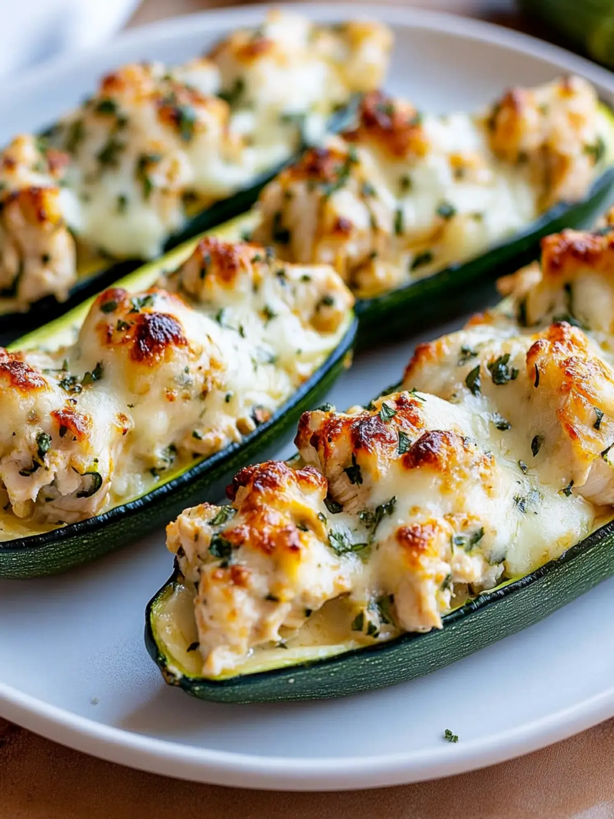 Irresistible Baked Zucchini Chicken Cheese Boats for Dinner