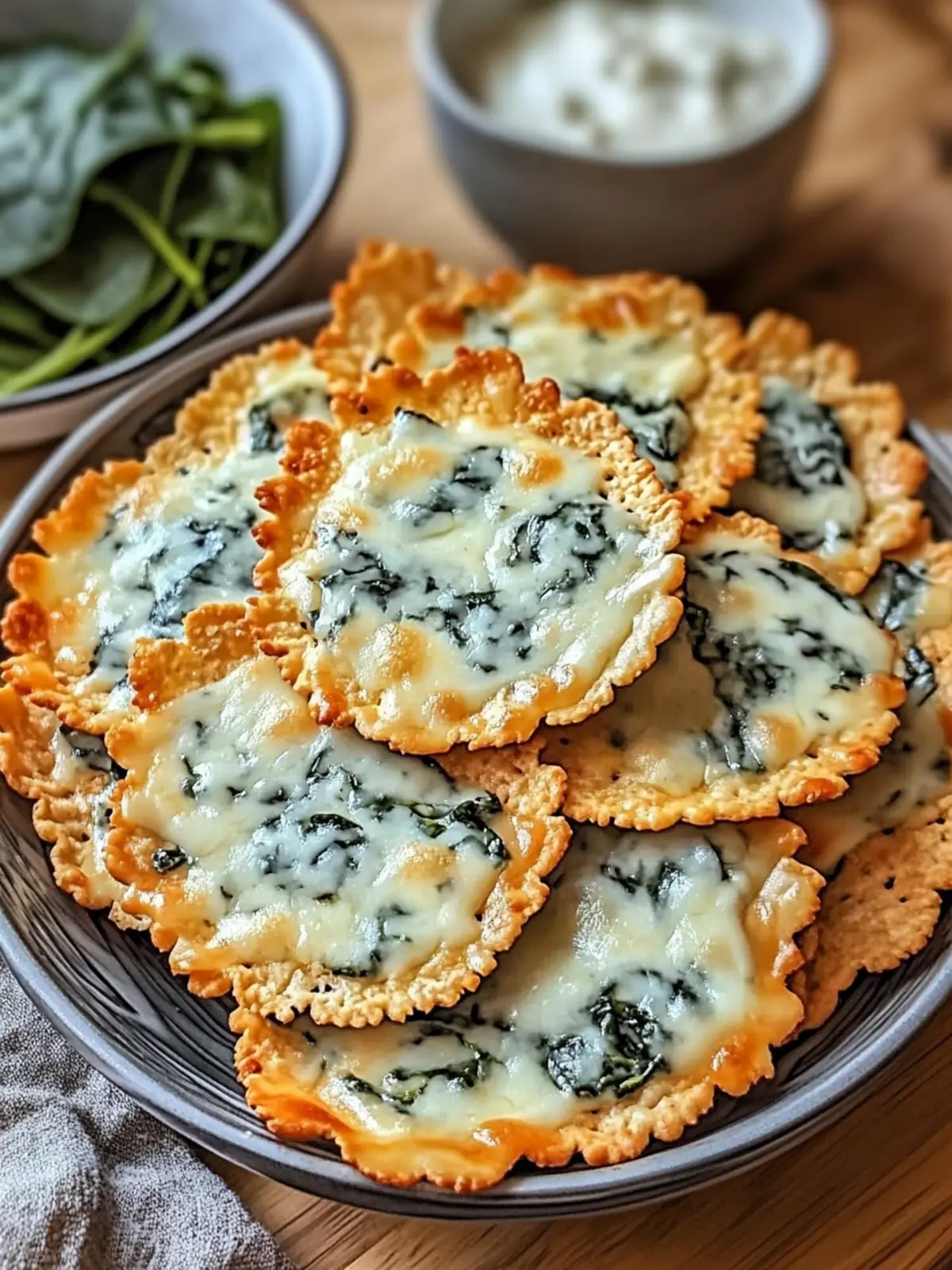 Irresistible Spinach Dip Cheese Crisps for Delicious Snacking