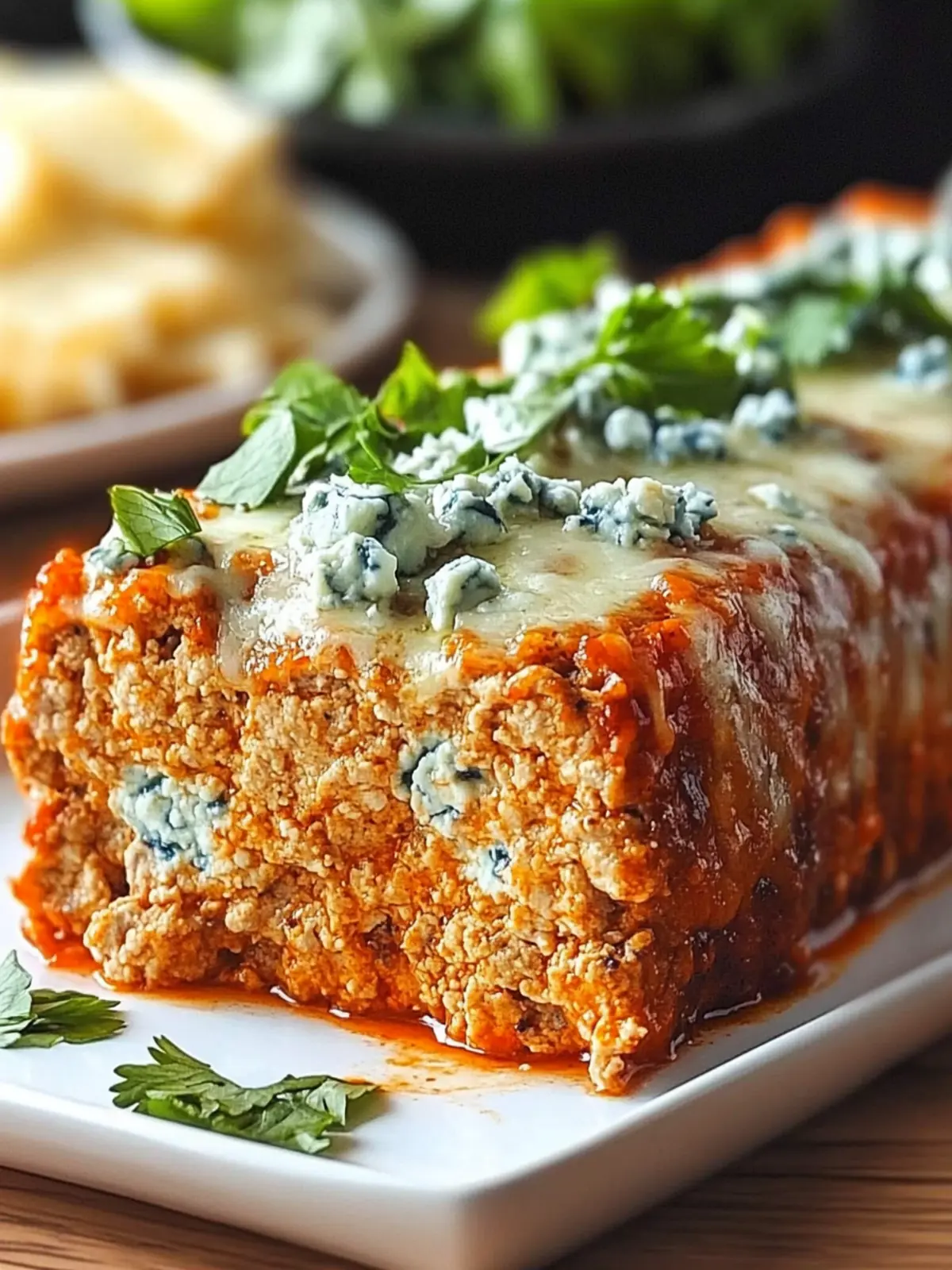 Savory Buffalo Chicken Meatloaf with Blue Cheese Magic