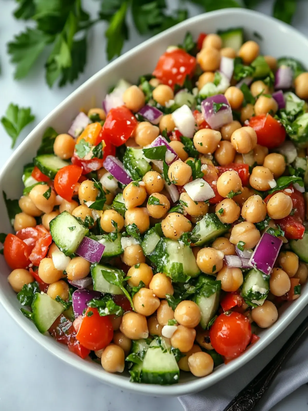 Irresistible Mediterranean Chickpea Salad with Lemon Vinaigrette