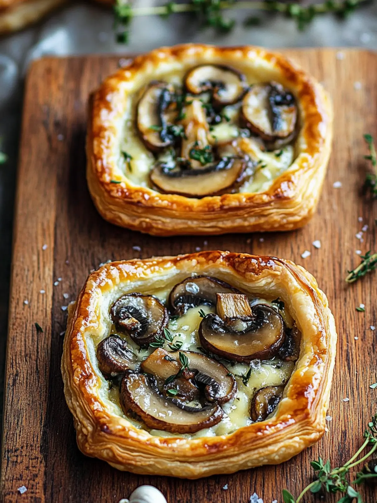 Easy Savory Mushroom & Cheese Puff Pastry Tarts to Savor