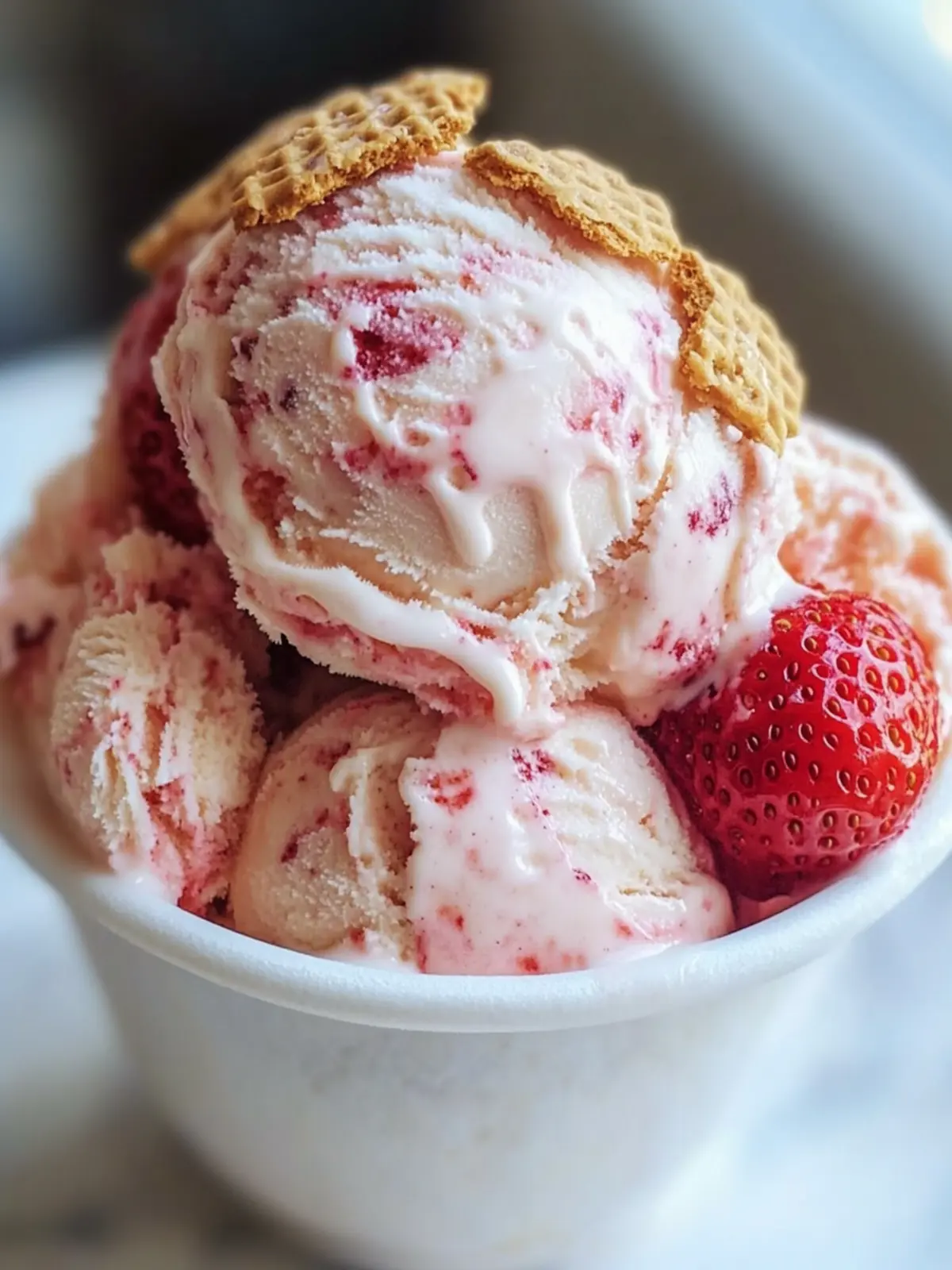Irresistible Fresh Strawberry Vanilla Ice Cream with Buttery Crunch