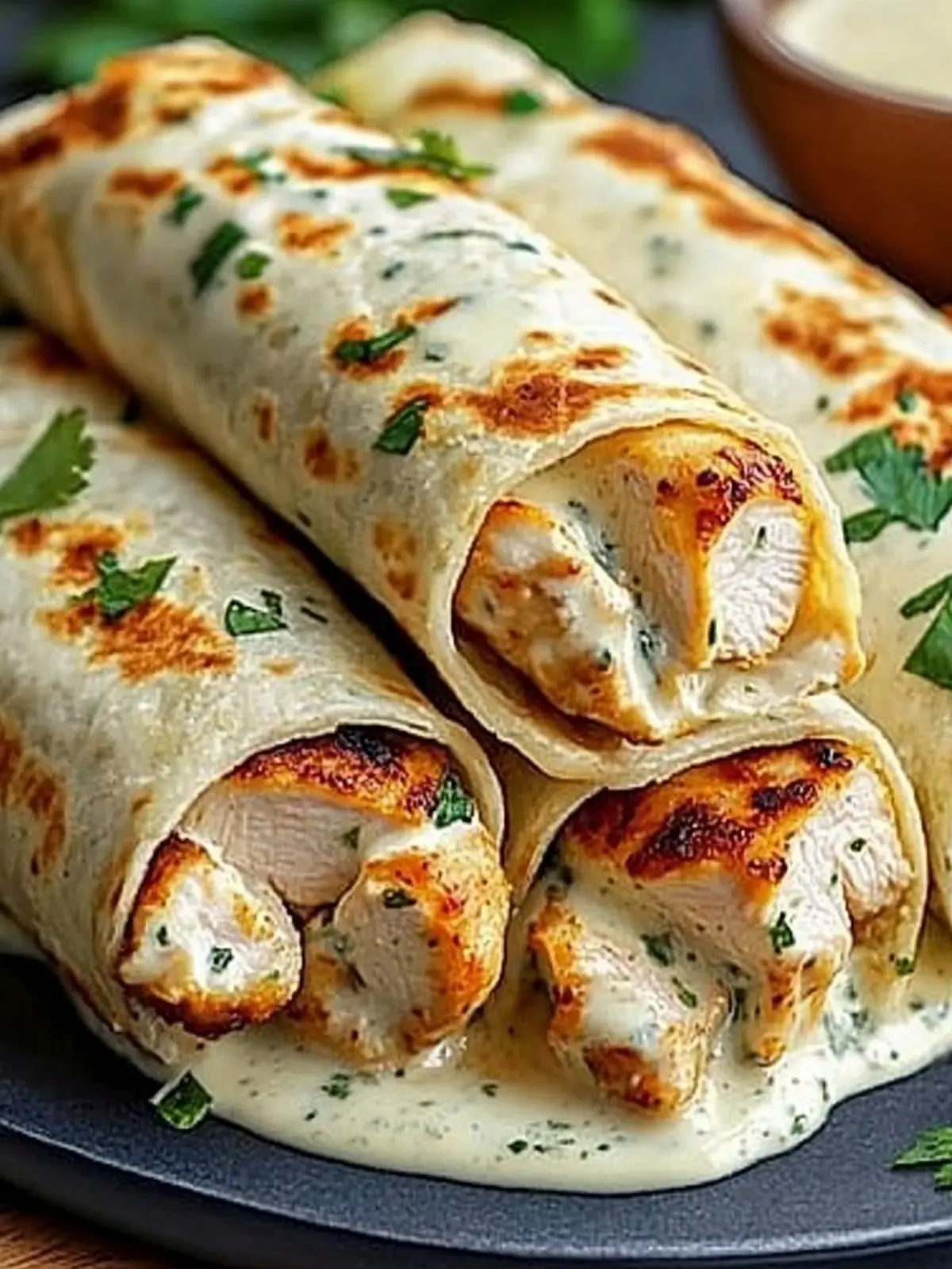 Ultimate Savory Chicken Wraps with a Garlic Cream Sauce