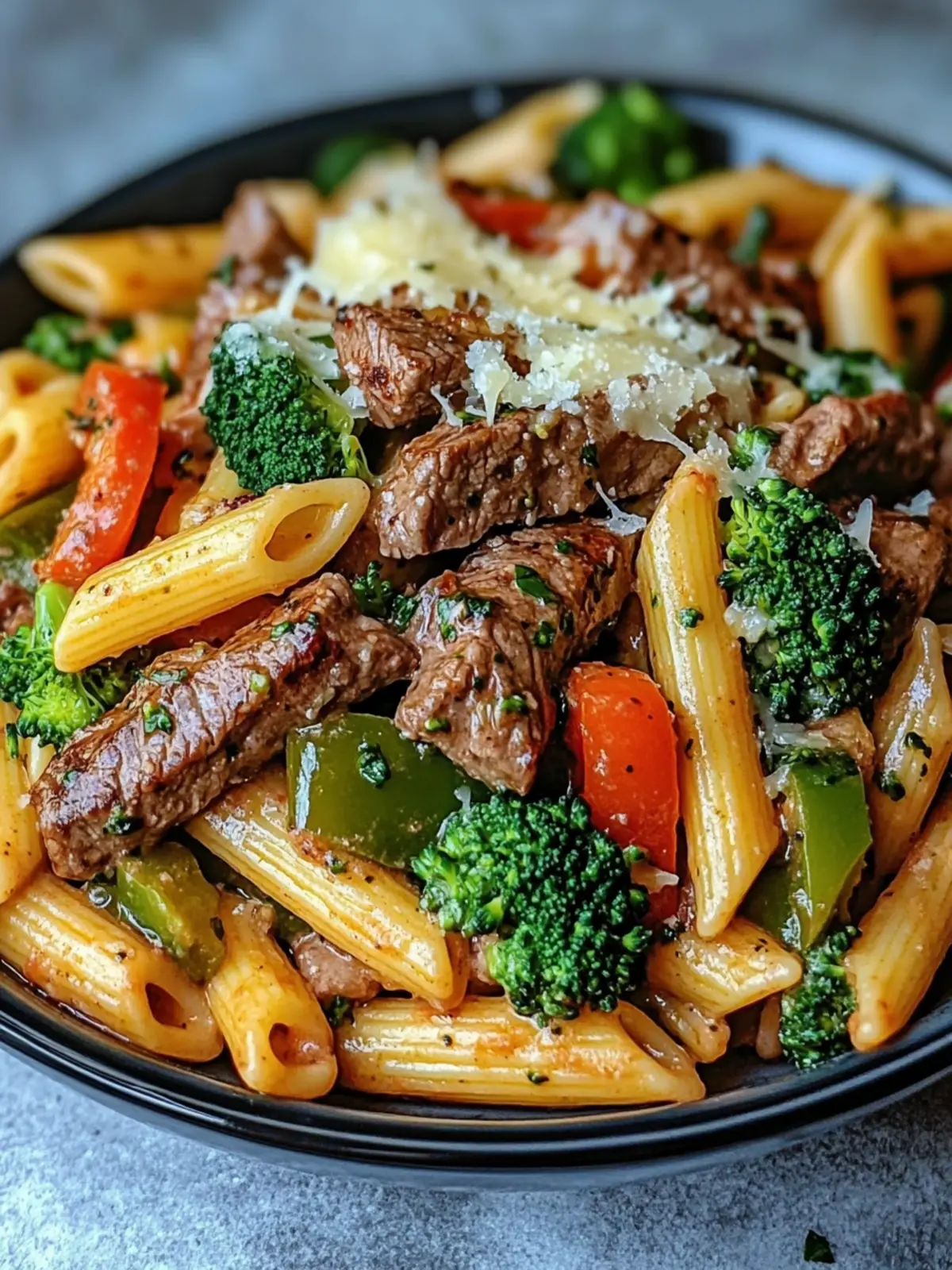 Irresistible Creamy Garlic Parmesan Penne with Steak & Veggies