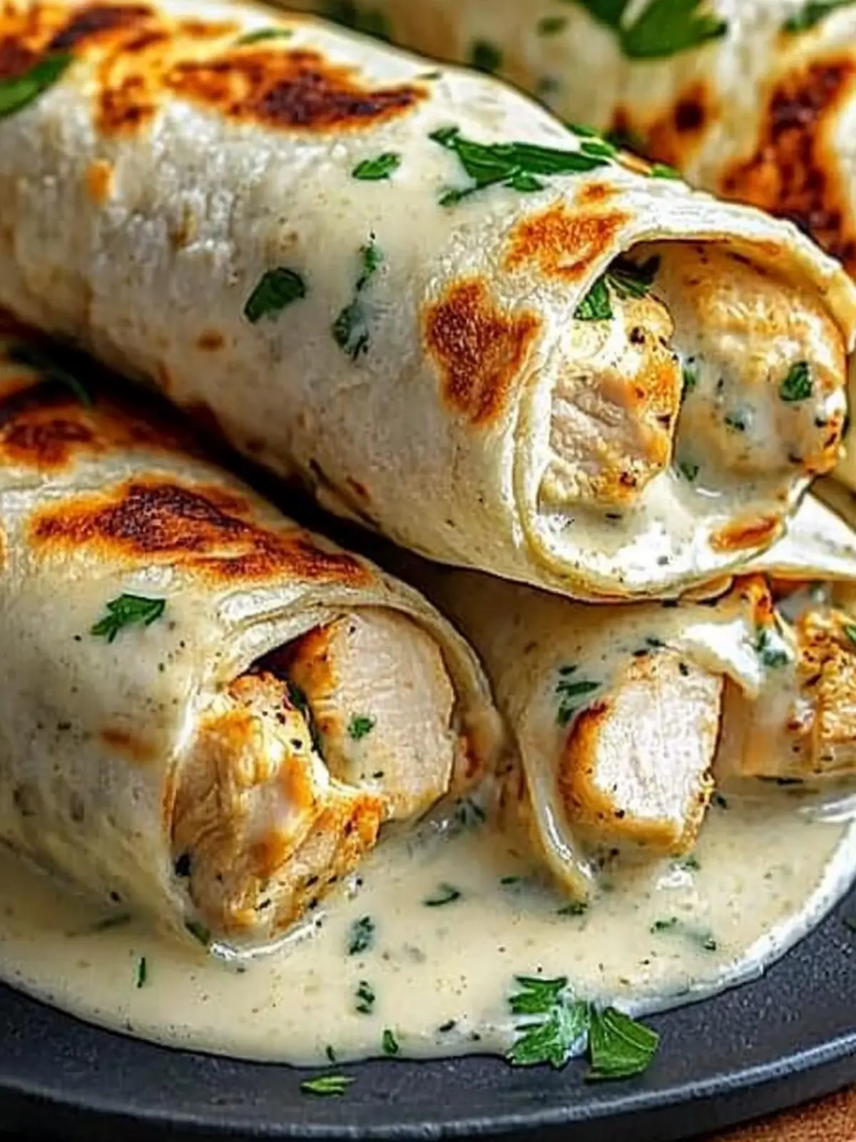 Ultimate Savory Chicken Wraps with a Garlic Cream Sauce