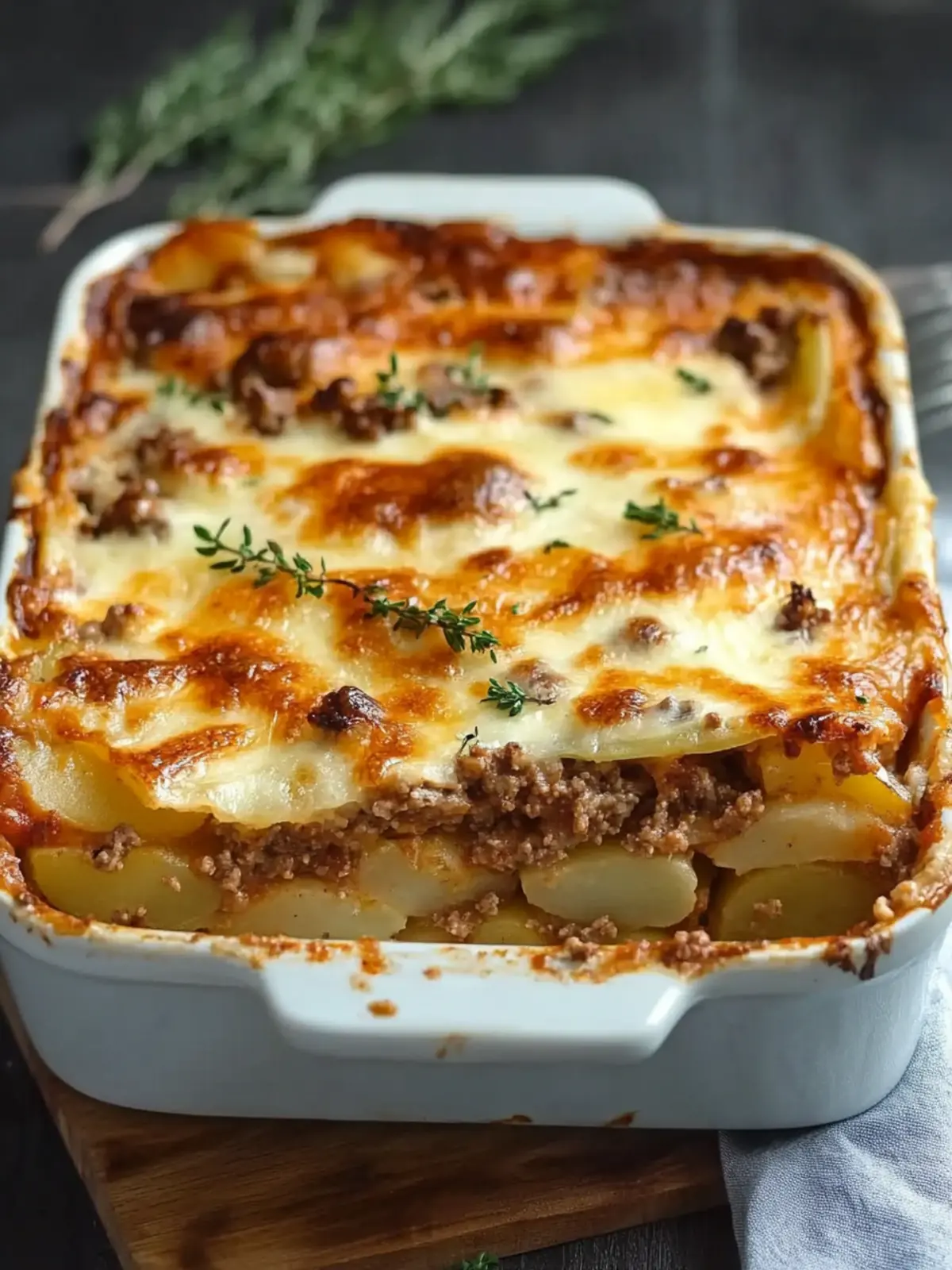 Irresistible Cheesy Layer Italian Potato and Meat Bake Delight