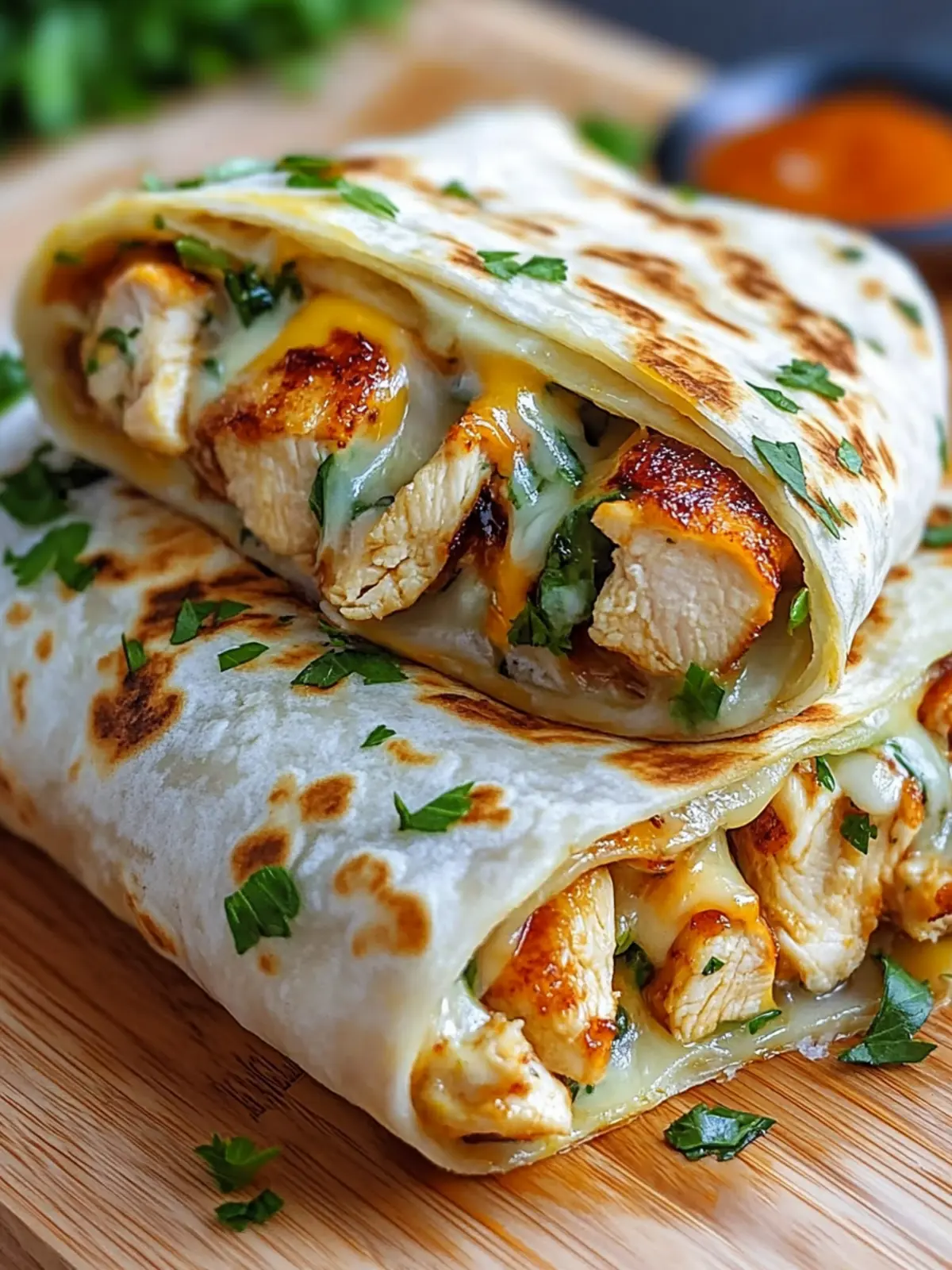 Irresistible Ooey-Gooey Cheesy Garlic Chicken Wraps Recipe