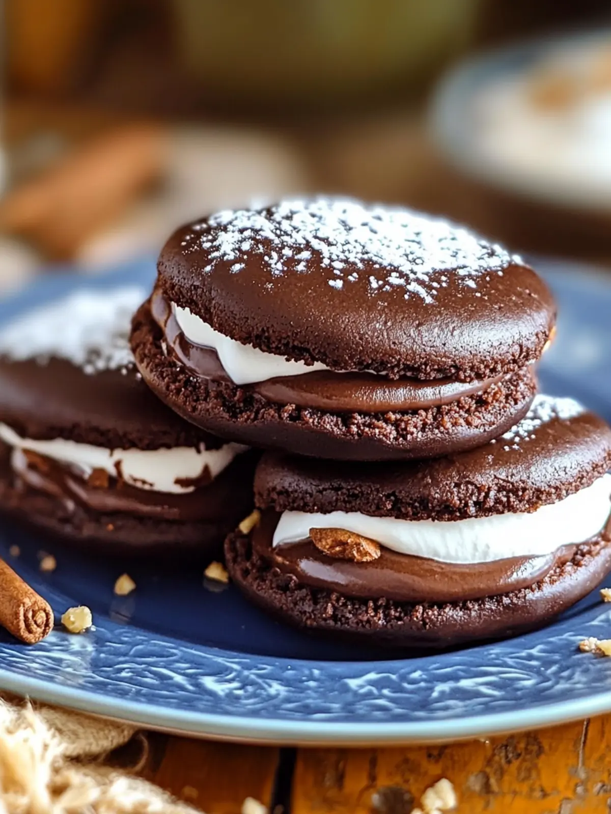 Irresistible German Chocolate Whoopie Pies with Whipped Cream