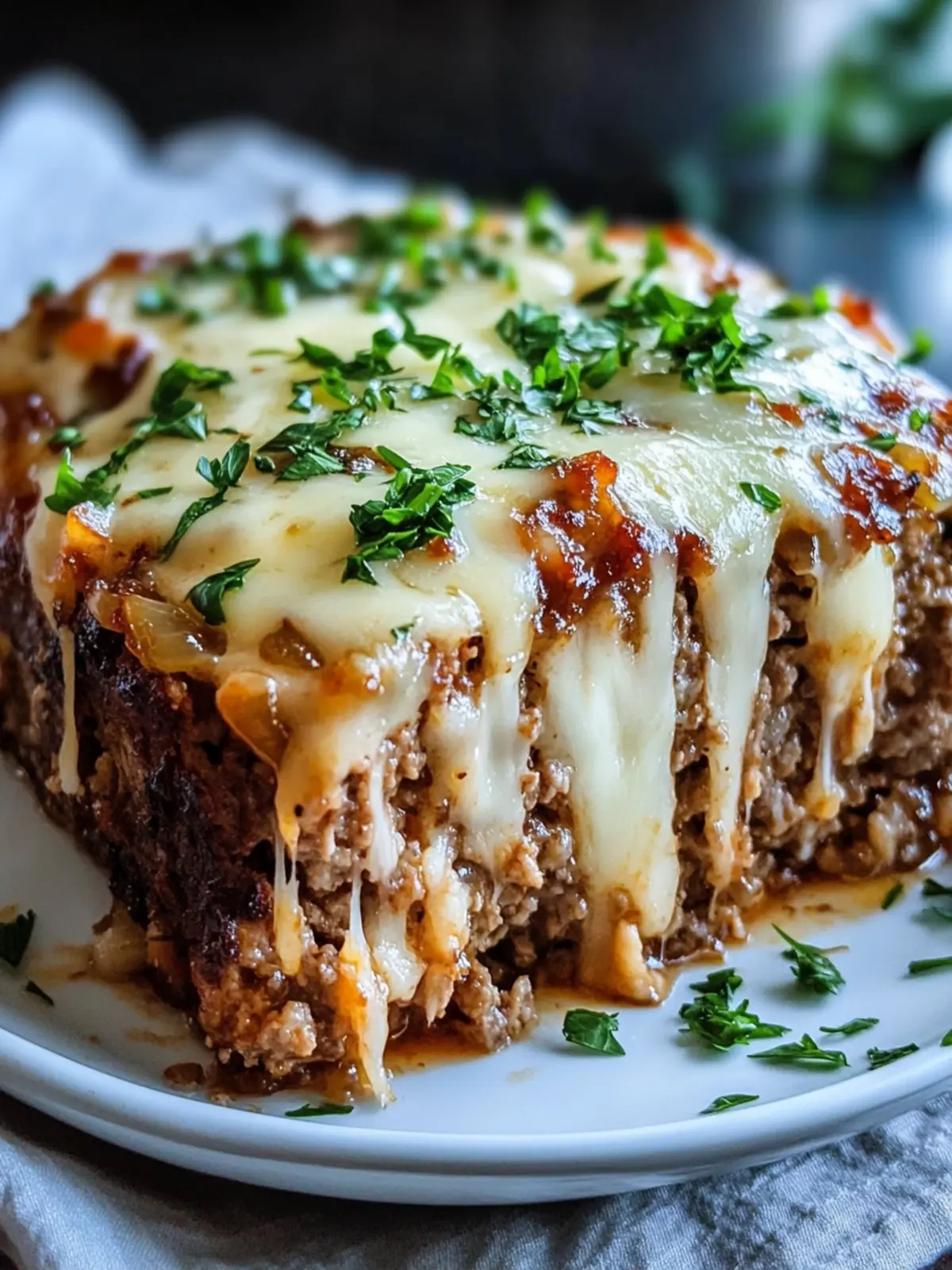 Irresistible Crockpot French Onion Meatloaf with Melted Swiss Cheese
