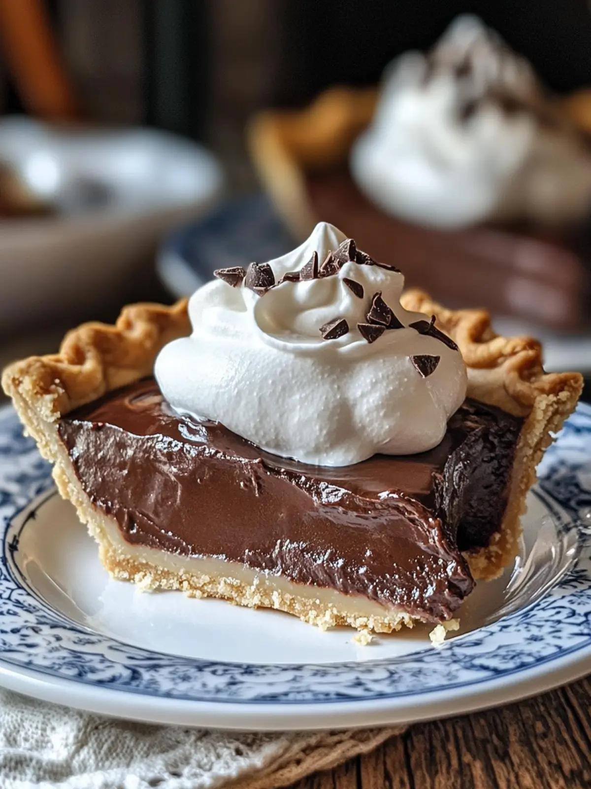 Irresistible Old Fashioned Chocolate Pie with Whipped Cream