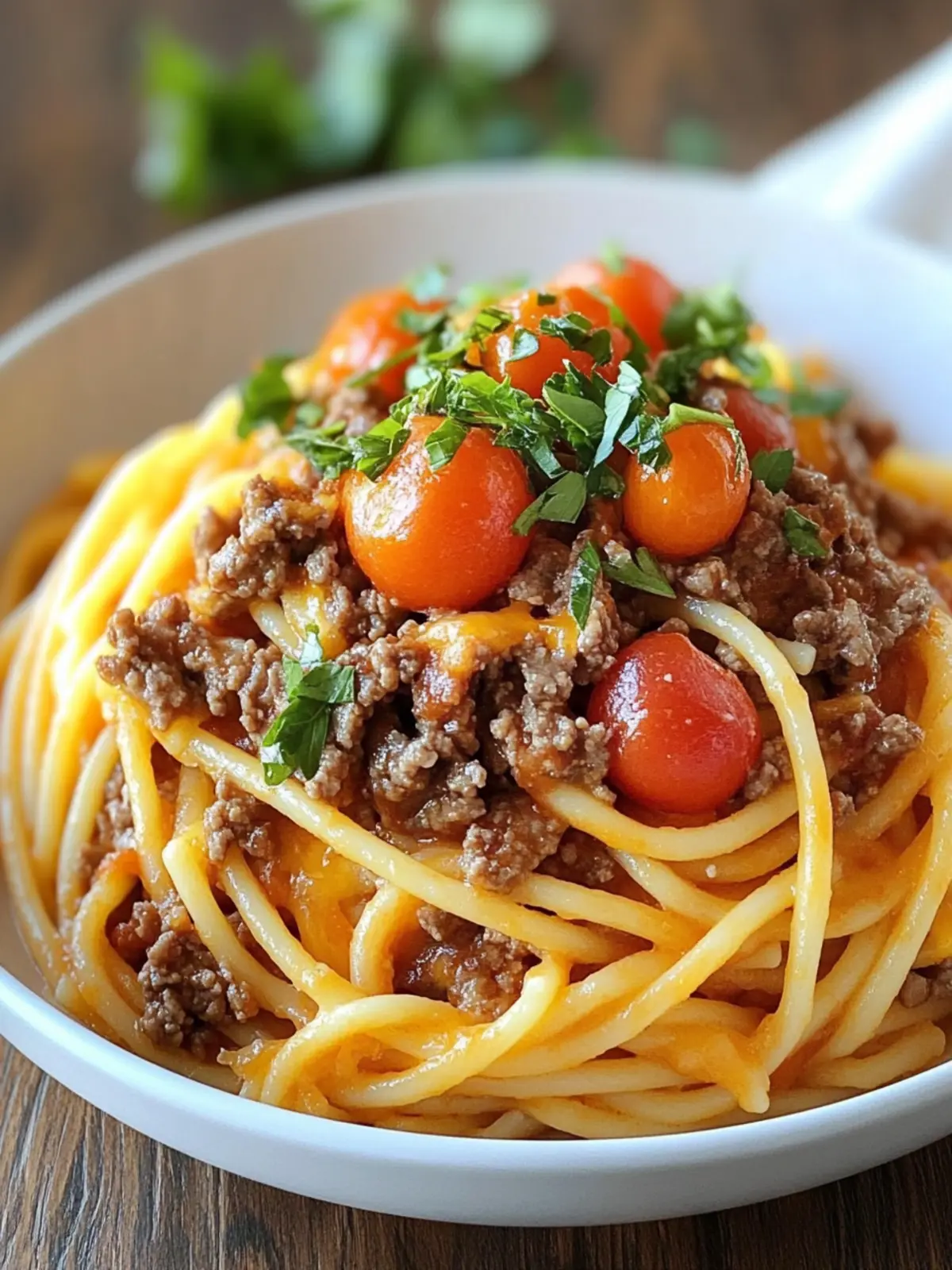 Ultimate Spaghetti with Cheesy Beef and Tomato Topping Delicious