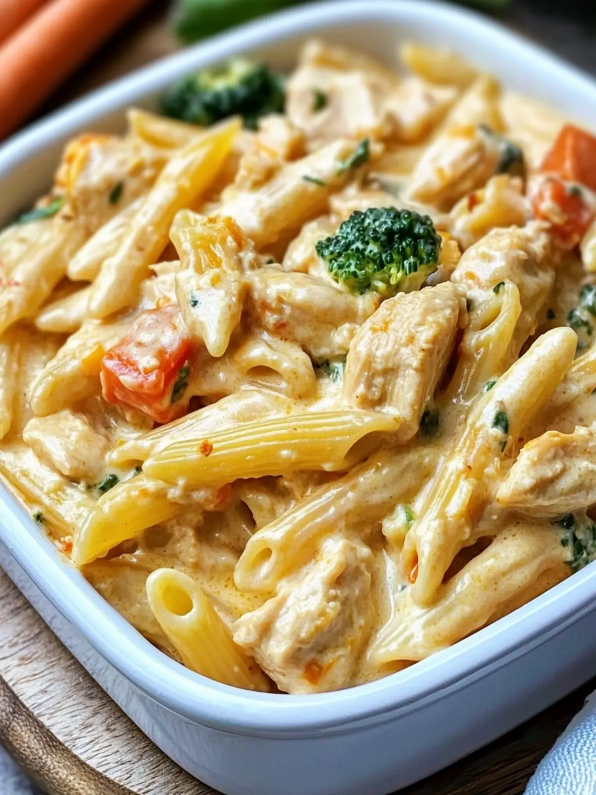 Ultimate Creamy Chicken & Veggie Penne in a Cheesy Garlic Sauce