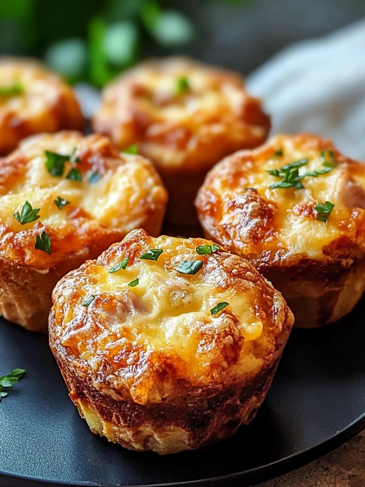 Irresistible Crispy Golden Cheese & Turkey Breakfast Muffins