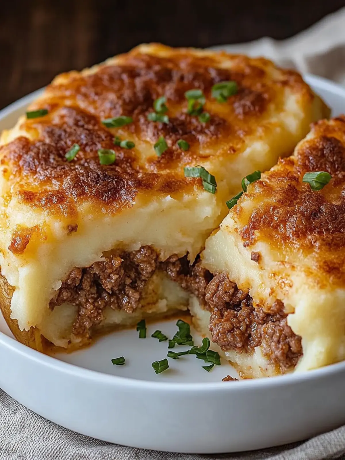 Ultimate Cheesy Ground Beef-Stuffed Crispy Mashed Potatoes