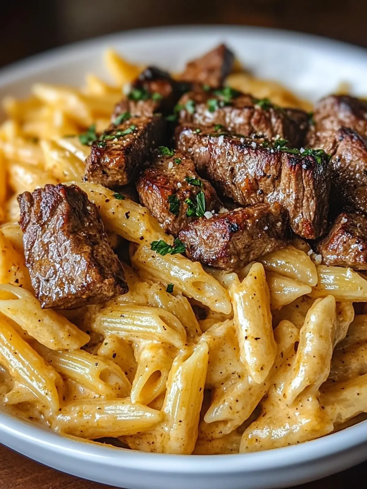 Ultimate Cajun Steak Tips in Creamy Penne Parmesan Sauce