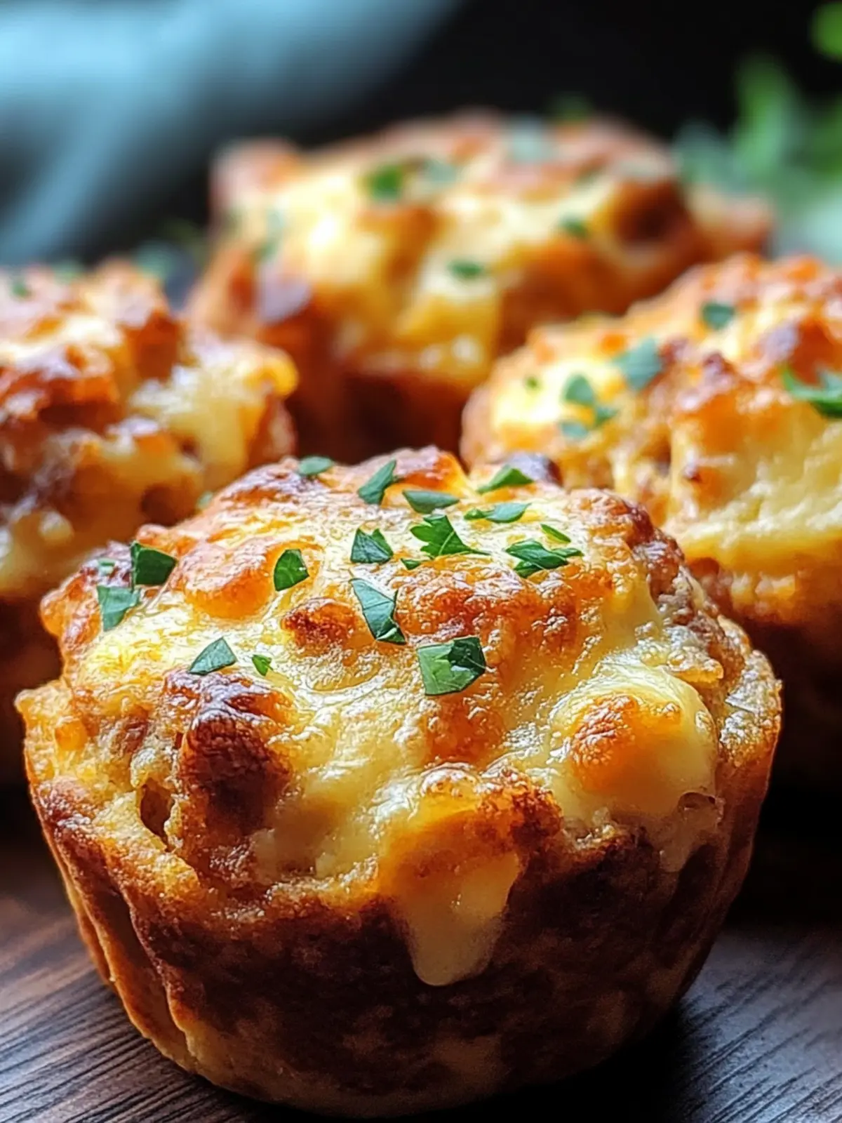 Irresistible Crispy Golden Cheese & Turkey Breakfast Muffins