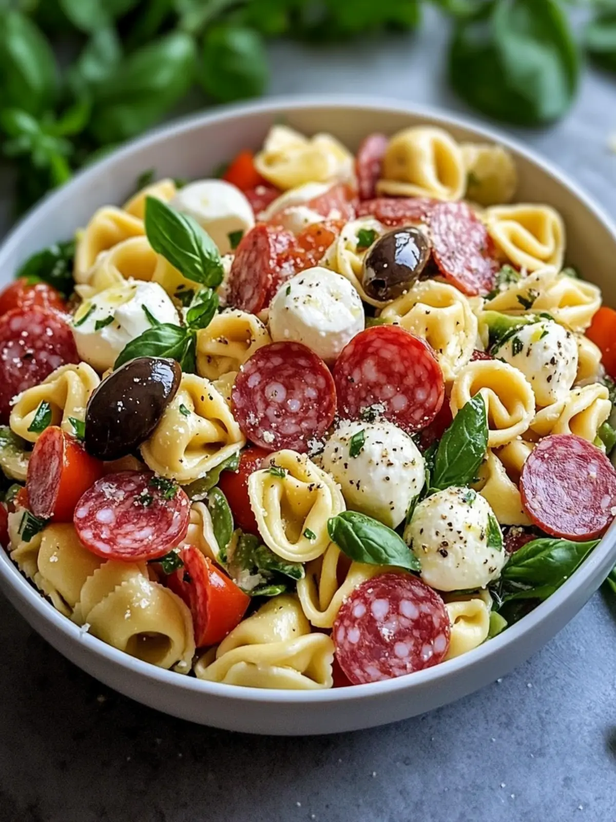 Irresistible Tortellini Pasta Salad with Salami and Mozzarella