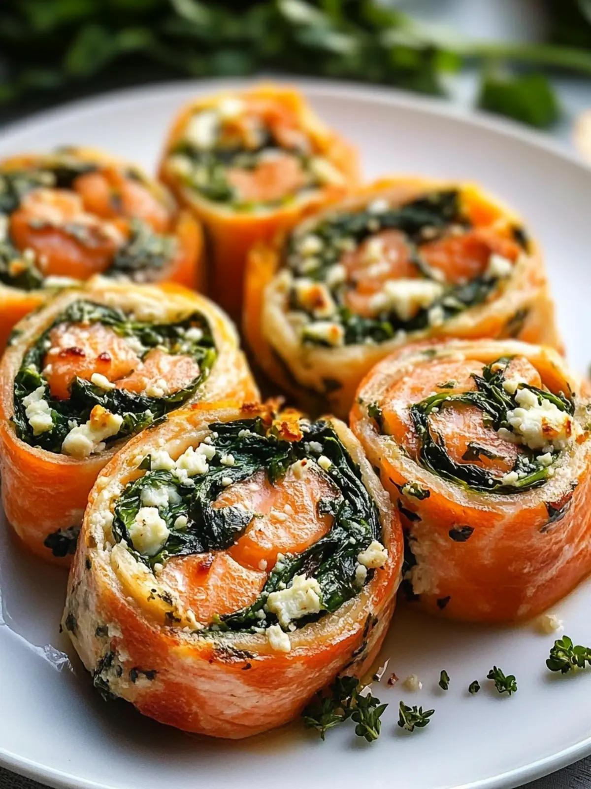 Irresistible Spinach & Feta Stuffed Salmon Pinwheels