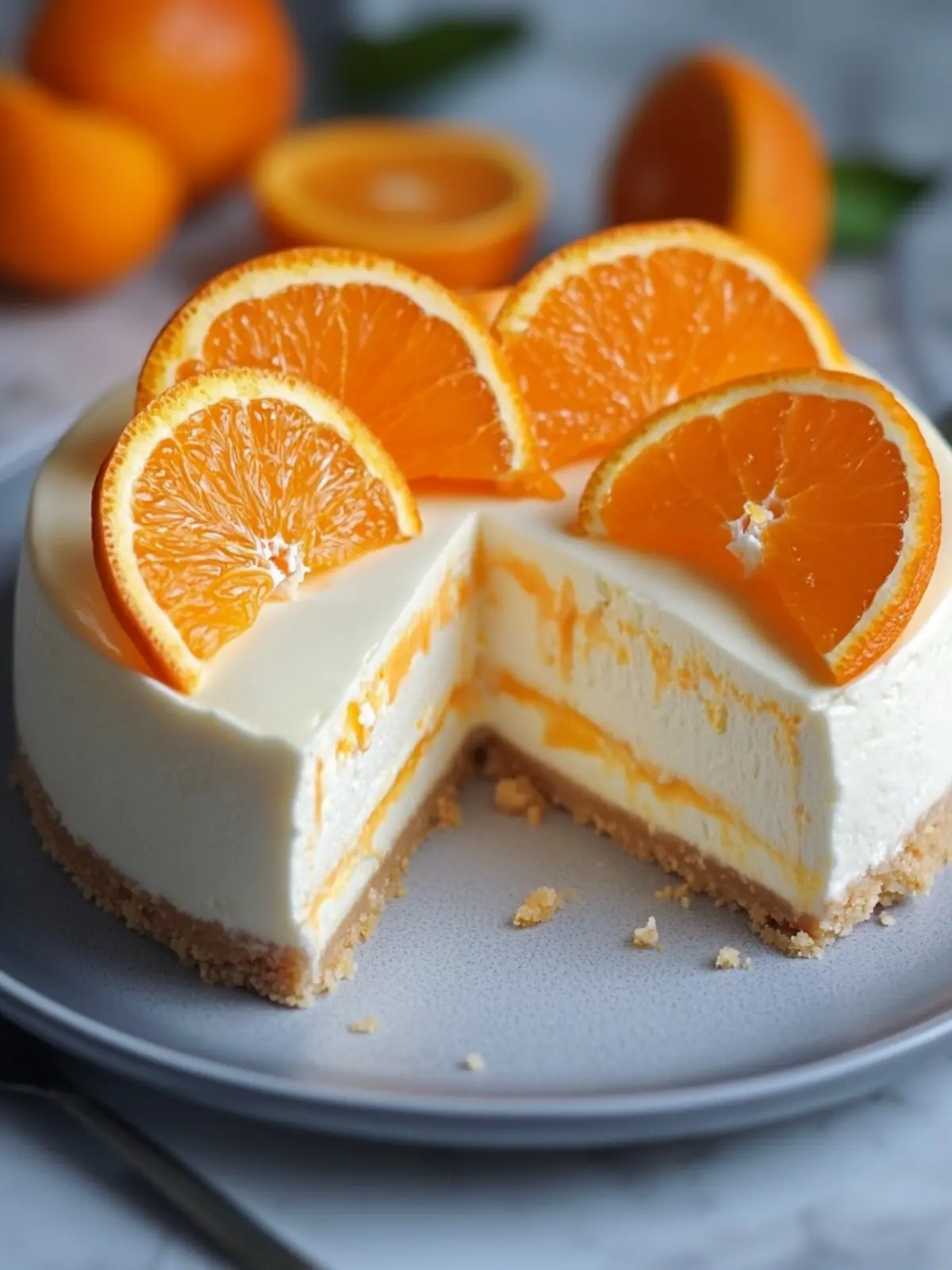Irresistible Light and Tangy No-Bake Orange Creamsicle Cheesecake