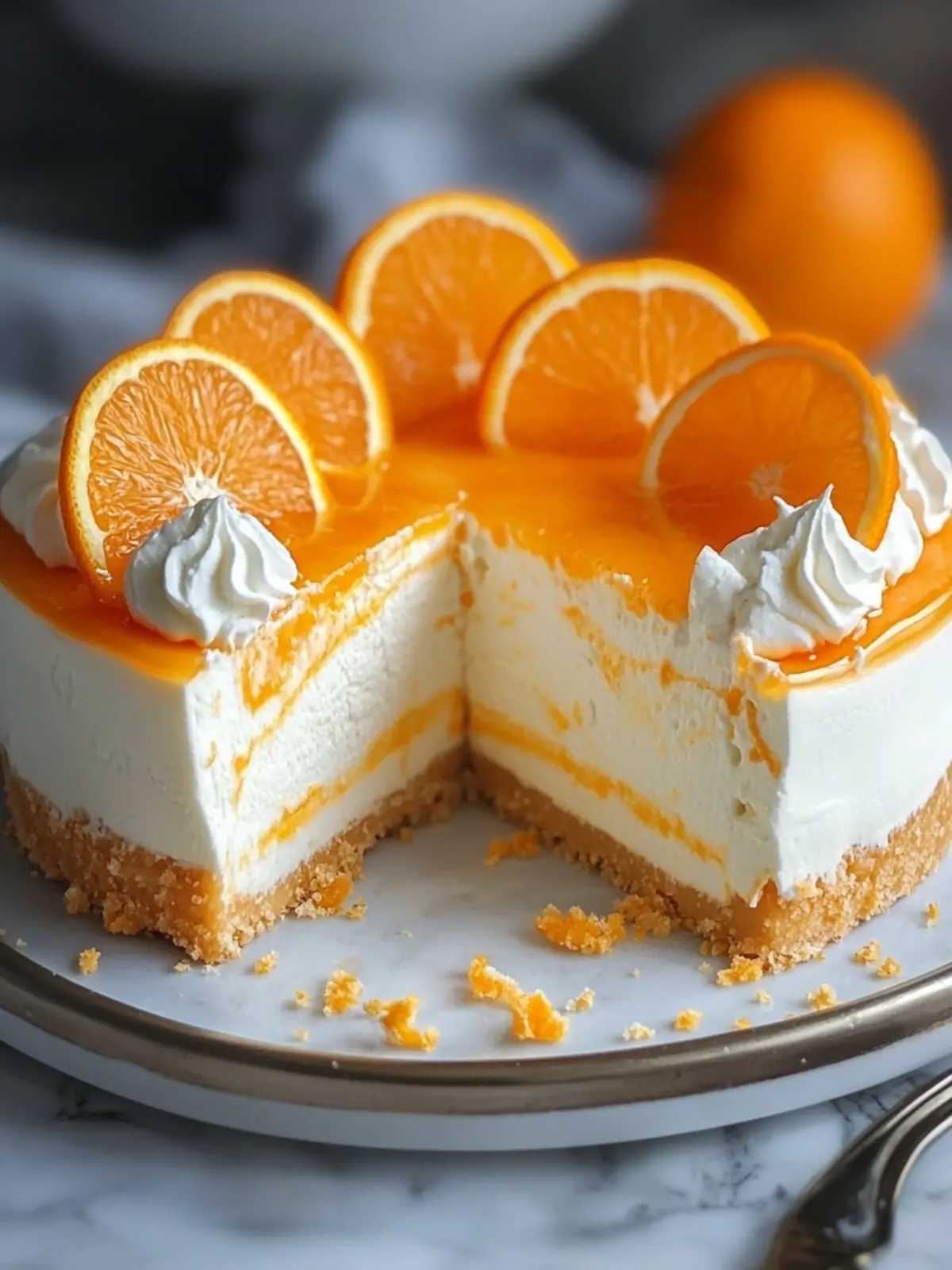 Irresistible Light and Tangy No-Bake Orange Creamsicle Cheesecake