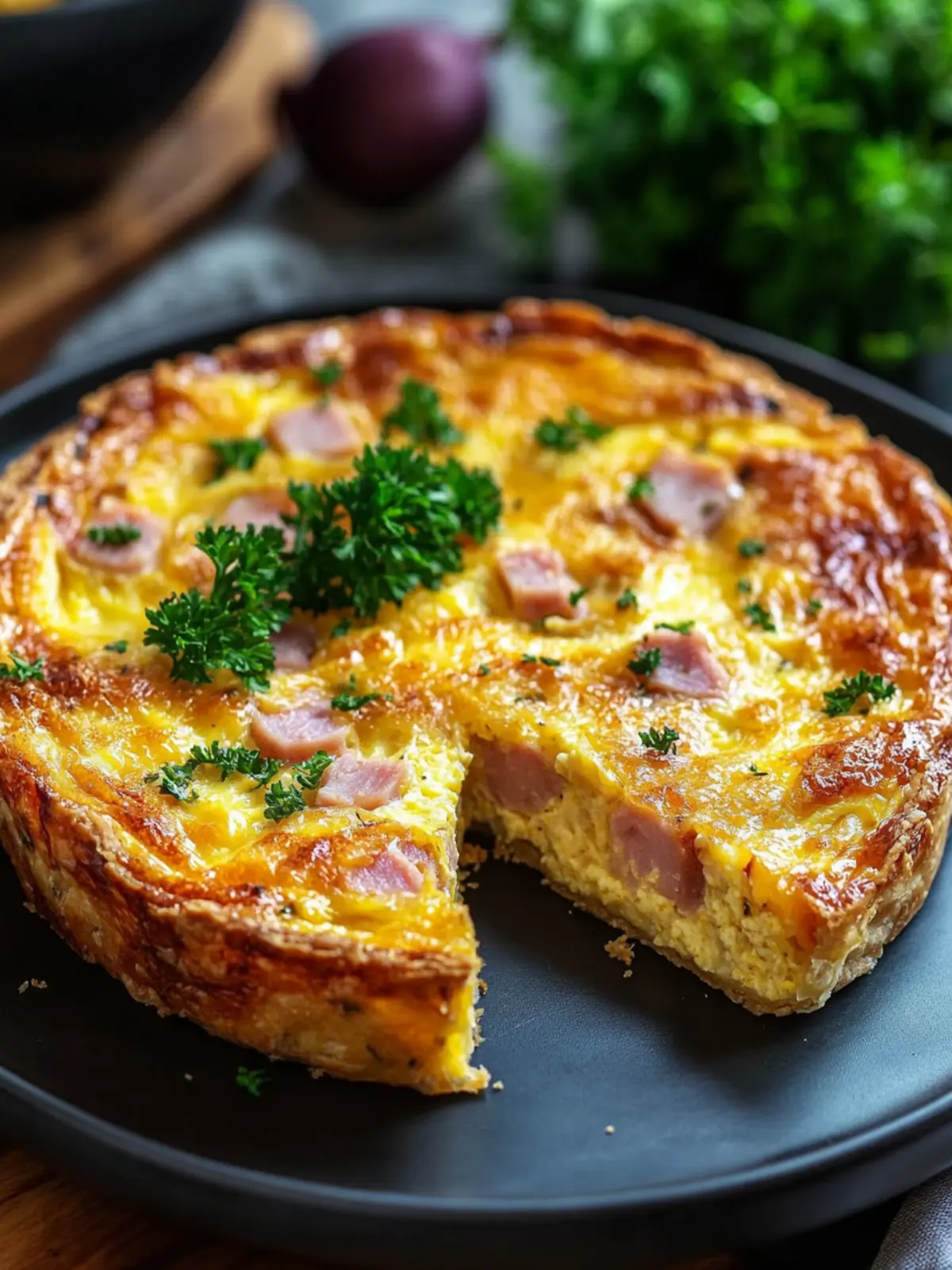 Irresistible Crustless Quiche Loaded with Ham and Cheese