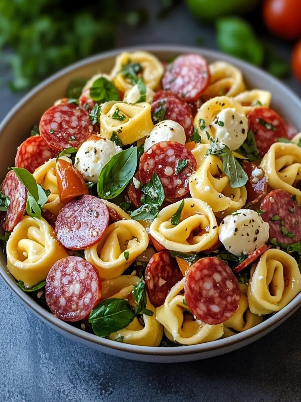 Irresistible Tortellini Pasta Salad with Salami and Mozzarella