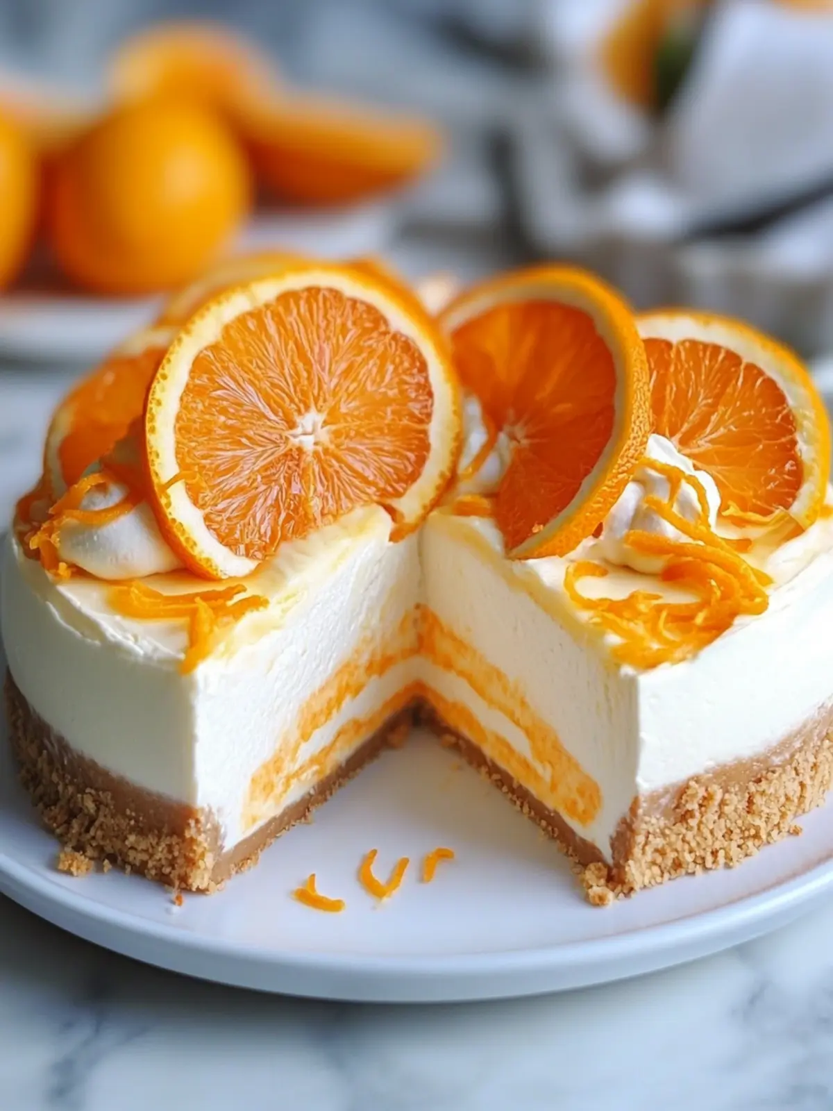 Irresistible Light and Tangy No-Bake Orange Creamsicle Cheesecake