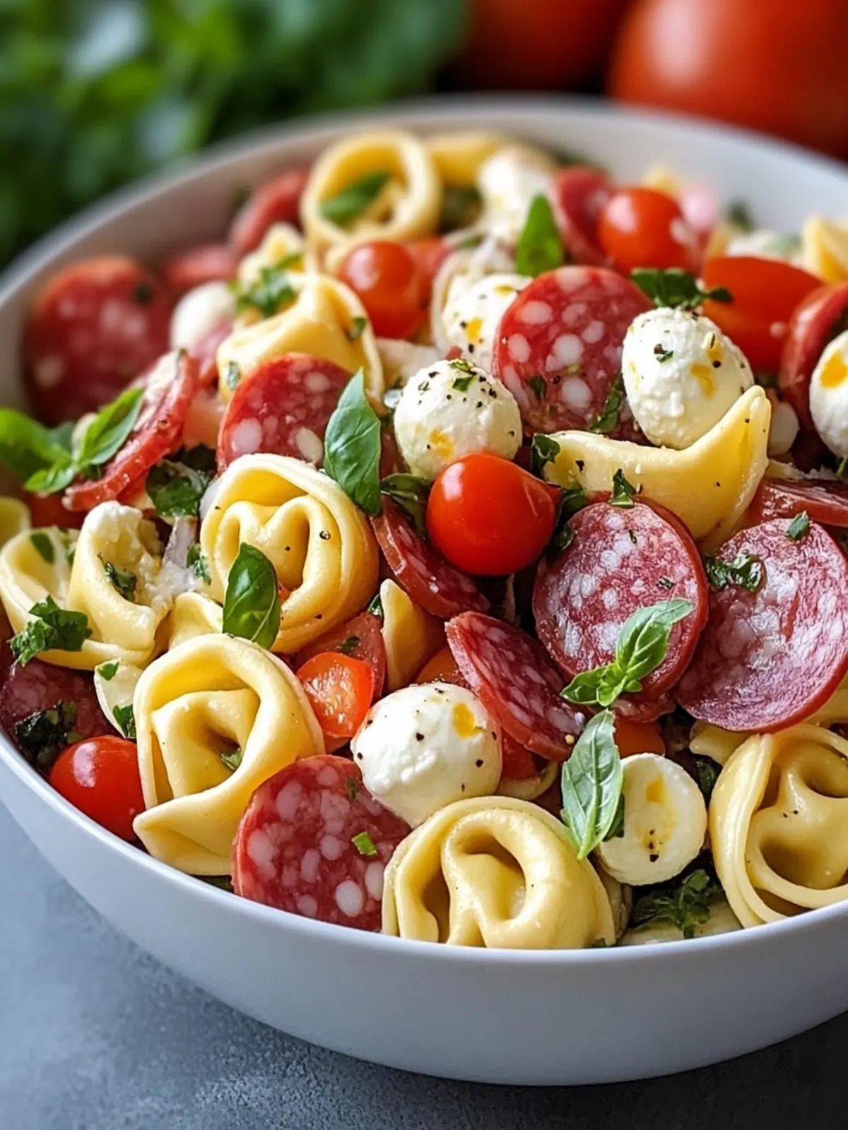 Irresistible Tortellini Pasta Salad with Salami and Mozzarella