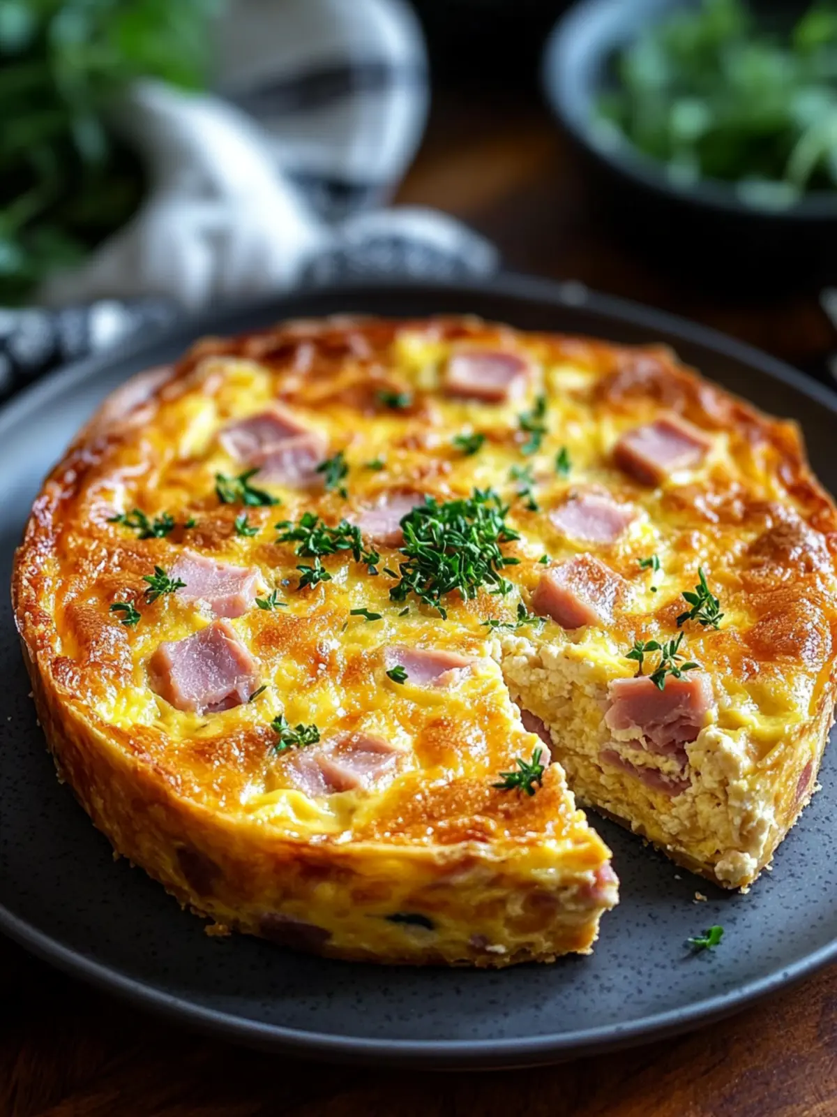 Irresistible Crustless Quiche Loaded with Ham and Cheese
