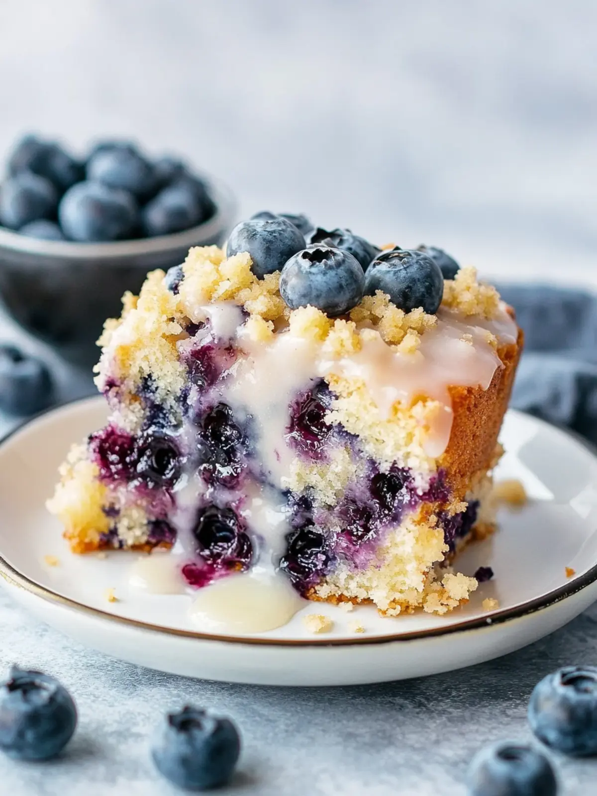 Irresistible Blueberry Muffin Cake with Streusel & Glaze