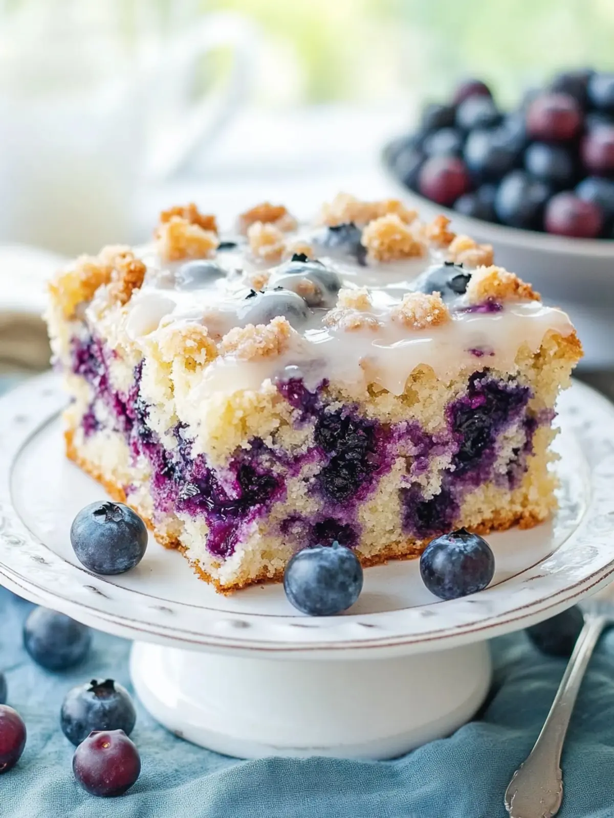 Irresistible Blueberry Muffin Cake with Streusel & Glaze