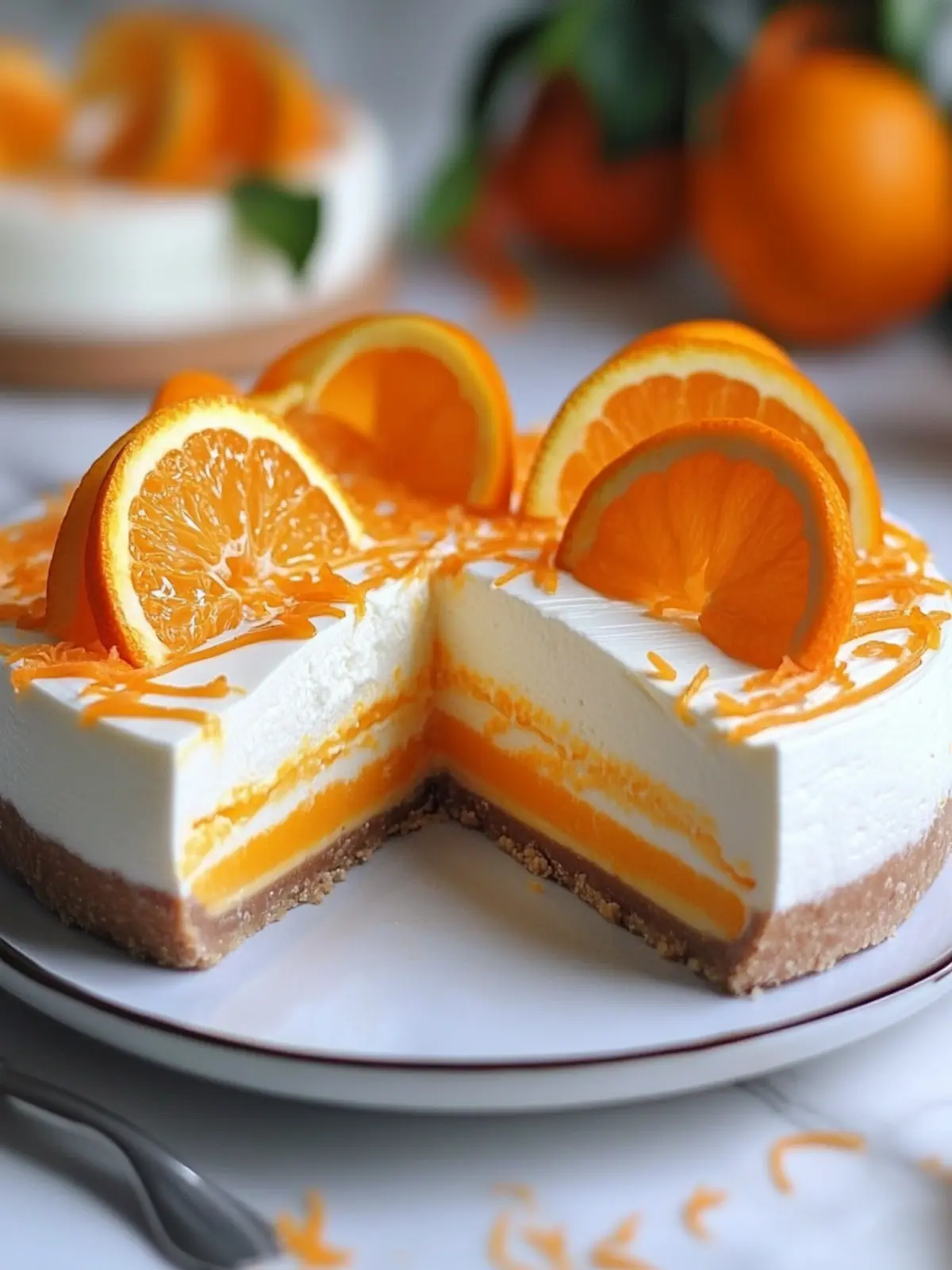 Irresistible Light and Tangy No-Bake Orange Creamsicle Cheesecake