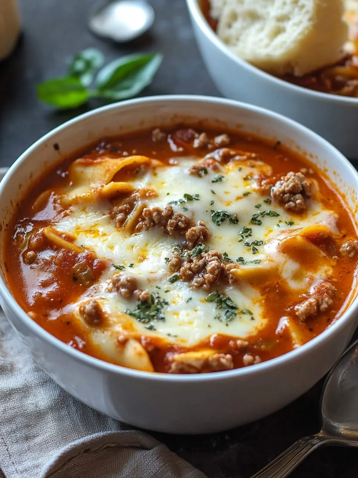 Ultimate Deliciously Hearty Lasagna Soup with Melted Cheese