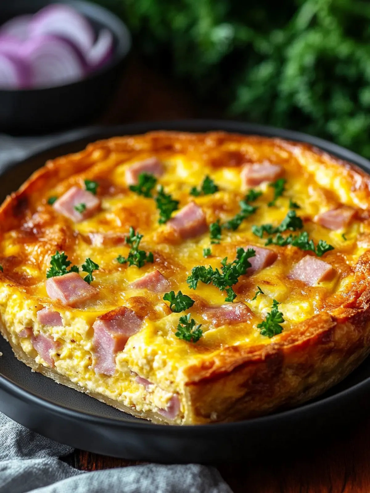 Irresistible Crustless Quiche Loaded with Ham and Cheese