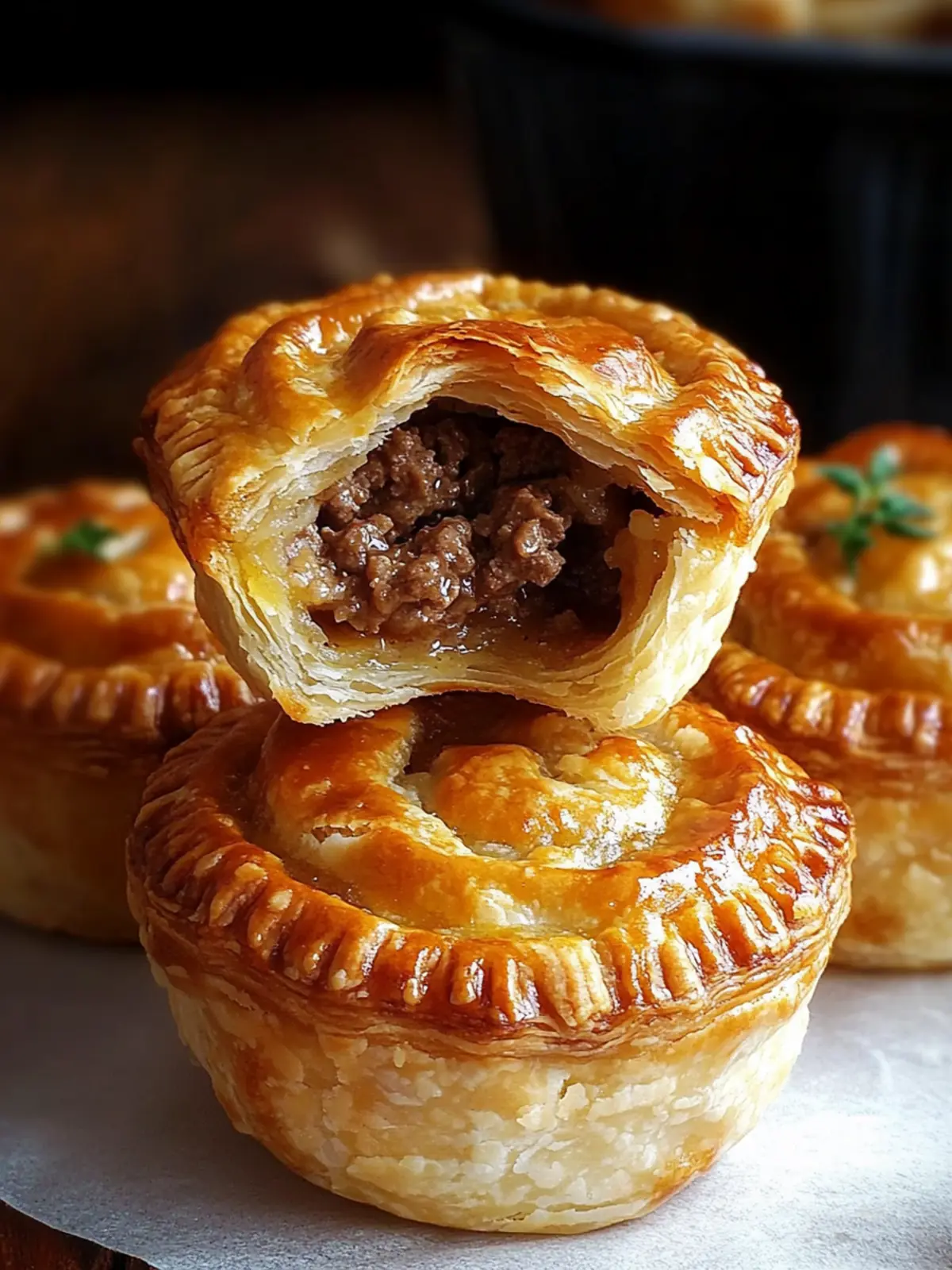 Irresistible Homestyle Golden Mini Beef Pies with Flaky Crust